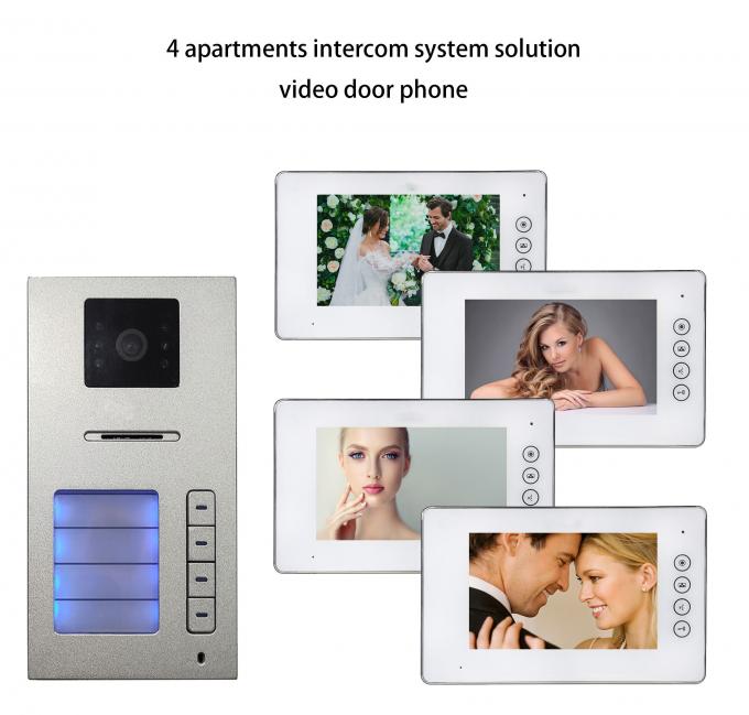 ID Card Reader Smart Intercom Doorbell Phone System 2MP HD For 4 Apartments